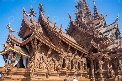 Sanctuary Of Truth Wooden Temple In Pattaya Thailand Is A Gigantic Wood