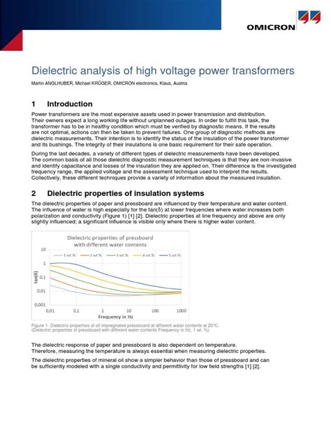Dielectric Analysis Of Power Transformers Pdf Dielectric Transformer