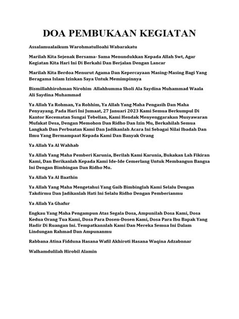 Doa Pembukaan Kegiatan Pdf