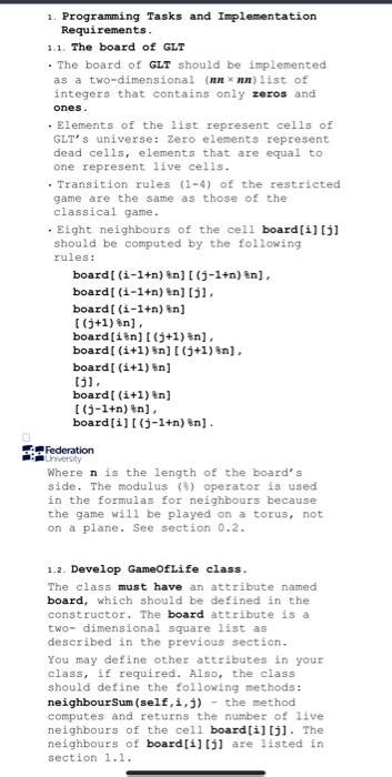 Solved 12 The Game Of Life On Torus Glt In The