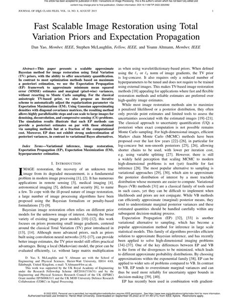 pdf fast scalable image restoration using total variation priors and