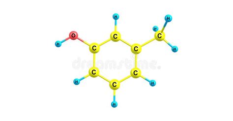 Meta Cresol Or 3 Methylphenol Molecular Structure Isolated On White