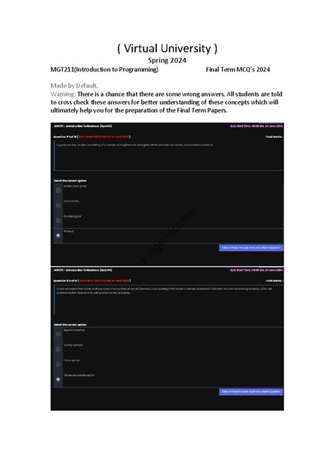 Cs201p Final Term Spring 2024 Latest Mcqs Bs Computer Science