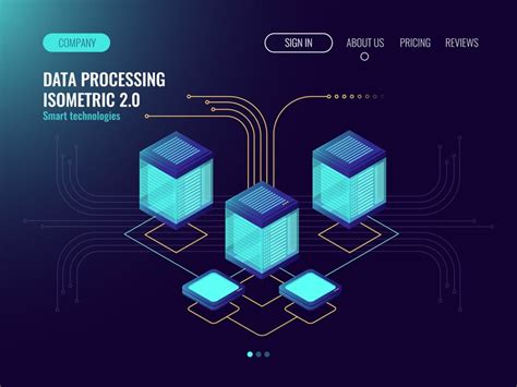 free vector data processing concept server room web hosting concept