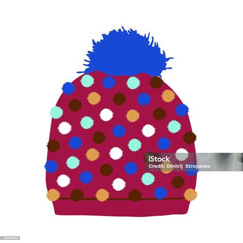 흰색 배경에 분리된 플랫 스타일의 겨울 모자 아이콘 머리 장식 기호 위트 퐁퐁 개인 장식품에 대한 스톡 벡터 아트 및 기타 이미지 개인 장식품 겨울 계절 Istock