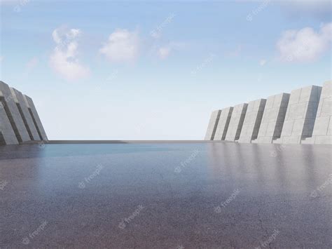 Premium Photo 3d Render Of Modern Architecture With Empty Concrete Wall And Floor Car