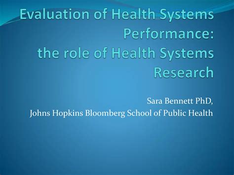 Evaluation Of Health Systems Performance The Role Of Health Systems Research Pptx