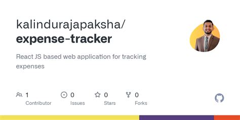 GitHub Kalindurajapaksha Expense Tracker React JS Based Web Application For Tracking Expenses
