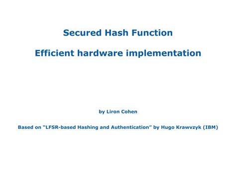Ppt Lfsr Based Hash Powerpoint Presentation Free Download Id4701570