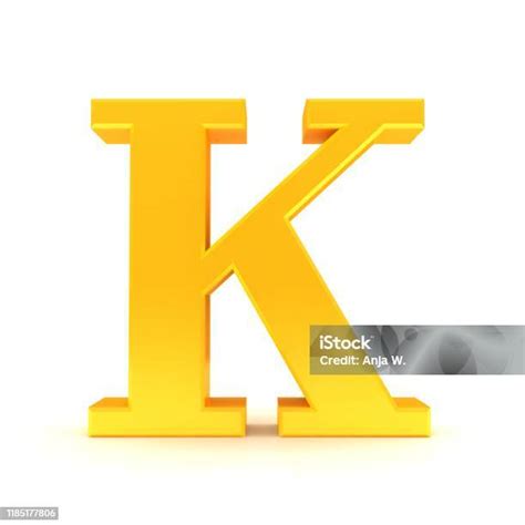 문자 K 골드 노란색 대문자 기호 알파벳 텍스트 글꼴 3d 렌더링 그래픽 흰색 배경에 격리 0명에 대한 스톡 사진 및 기타