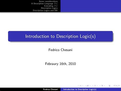 Pdf Introduction To Description Logic S Unibo It Fedrico Chesani Introduction To