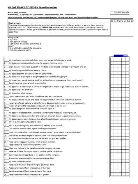 Gptw Survey Format Pdf Behavioural Sciences Psychology