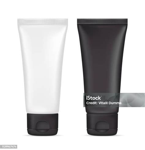 벡터 크림 튜브입니다 플라스틱 화장품 용기 흑백 패키지 디자인 빈 이랑 템플릿입니다 흰색 배경에 고립 된 3d 그림 0명에 대한 스톡 벡터 아트 및 기타 이미지 Istock