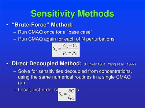 Ppt Implementation Of A Direct Sensitivity Method Into Cmaq