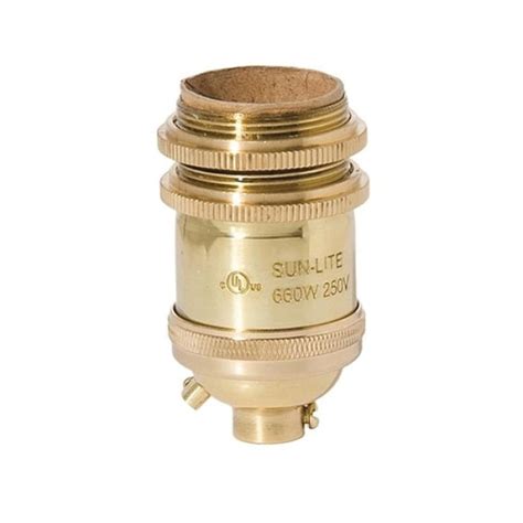 Tall E26 Keyless Brass Lamp Socket With Ground Screw Terminal Long Uno