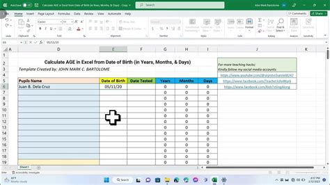How To Calculate Age Using A Date Of Birth In Excel Years Months