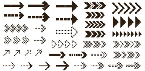 Premium Vector Set Of Pixelated Arrows Abstract Pixel Dash Dotted