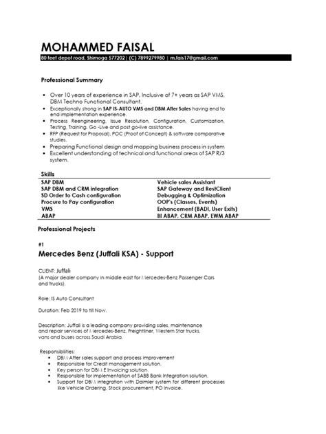 Faisalcv Pdf Mercedes Benz Customer Relationship Management