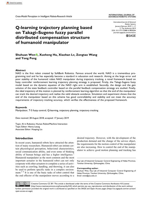 pdf q learning trajectory planning based on takagi sugeno fuzzy