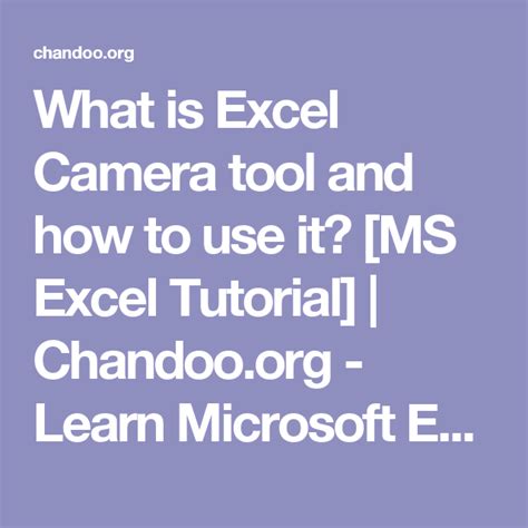 what is excel camera tool and how to use it [ms excel tutorial