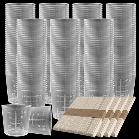 Uejywuy 200 Pack 60ml2oz Plastic Graduated Cups