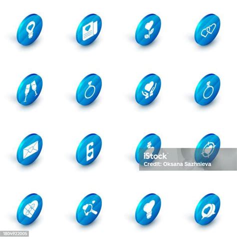 발렌타인 하트 하트 모양 꽃 두 개의 연결된 하트 샴페인 잔 결혼 반지 다이아몬드 약혼 및 손 아이콘과 함께 봉투를 설정합니다 벡터 3차원 형태에 대한 스톡 벡터 아트 및