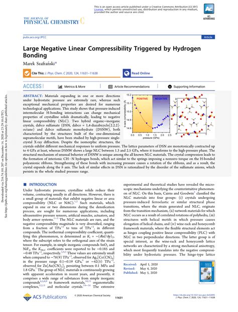 Pdf Large Negative Linear Compressibility Triggered By Hydrogen Bonding