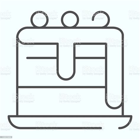 케이크 얇은 라인 아이콘입니다 흰색에 격리 된 생일 케이크 벡터 그림입니다 웹 및 응용 프로그램을 위해 설계된 열매 개요 스타일 디자인과 케이크 Eps 10 10에 대한