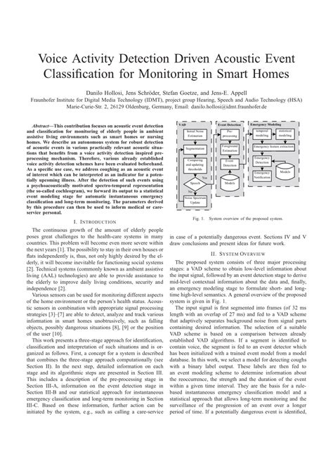 Pdf Voice Activity Detection Driven Acoustic Event Classification For Monitoring In Smart Homes