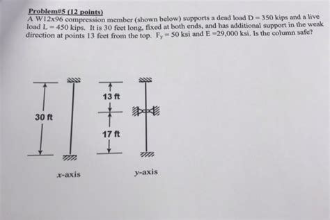 Solved Problem 5 12 Points A W12x96 Compression Member Chegg Com