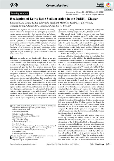 Pdf Realization Of Lewis Basic Sodium Anion In The Nabh3− Cluster