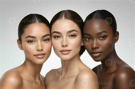 Ai Generated Beautiful Young Multiethnic Women With Natural Makeup