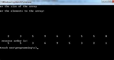 Code Printing Reverse Order Of An Array Using Arrays In C Programming C Programming