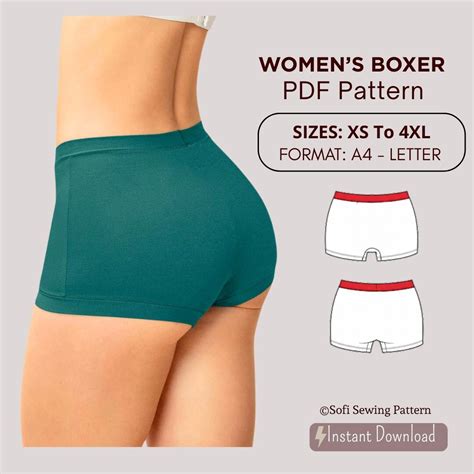 Womens Boxer Brief Sewing Pattern No Front Seam Panty Pdf Seamless
