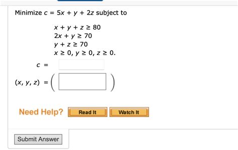 Solved Minimize C 5x Y 2z ﻿subject