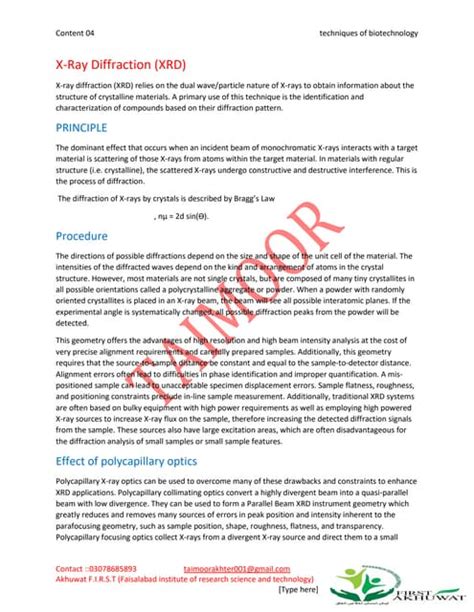 X Ray Diffraction Pdf