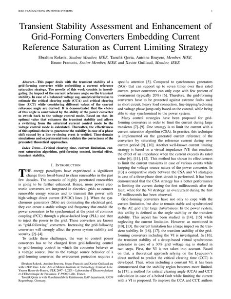 PDF Transient Stability Assessment And Enhancement Of Grid Forming Converters Embedding