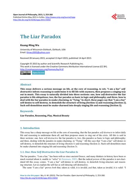 Pdf The Liar Paradox