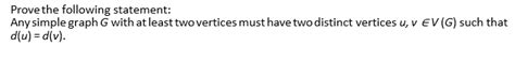 Solved Prove The Following Statement Any Simple Graph G