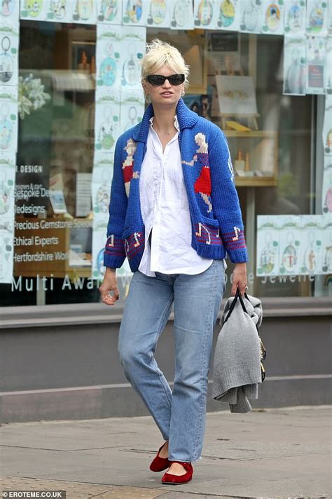 Pixie Geldof Looks Typically Stylish In A Quirky Cardigan As She Enjoys Lunch With Husband