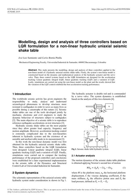 Pdf Modelling Design And Analysis Of Three Controllers Based On Lqr Formulation For A Non