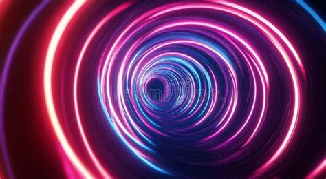 Colorful Abstract Light Tunnel Effect With Circular Pattern Design In Vibrant Hues Stock Image