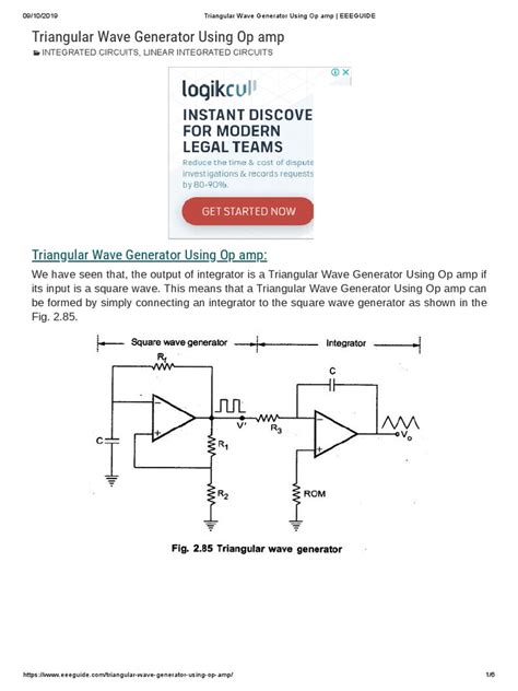 Triangular Wave Generator Using Op Amp Eeeguide Pdf Amplifier