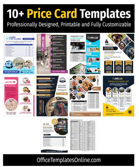10 Free Rate Price List Card Templates For MS Word