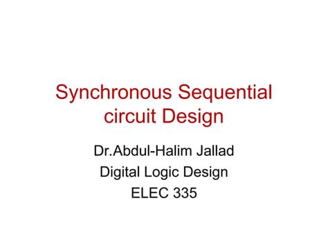 Chap8 Synchronous Sequential Circuit Designppt