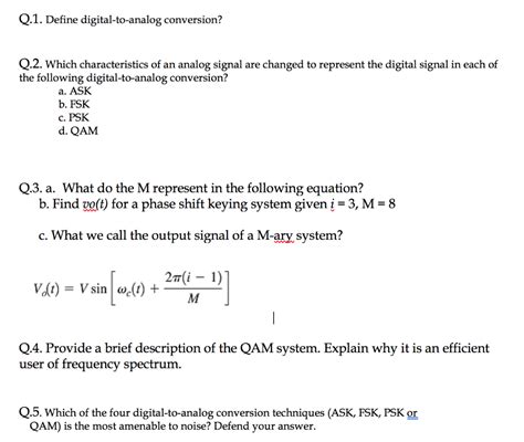 Solved Q Define Digital To Analog Conversion Q Which Chegg