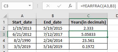 How To Calculate Years Between Dates In Excel