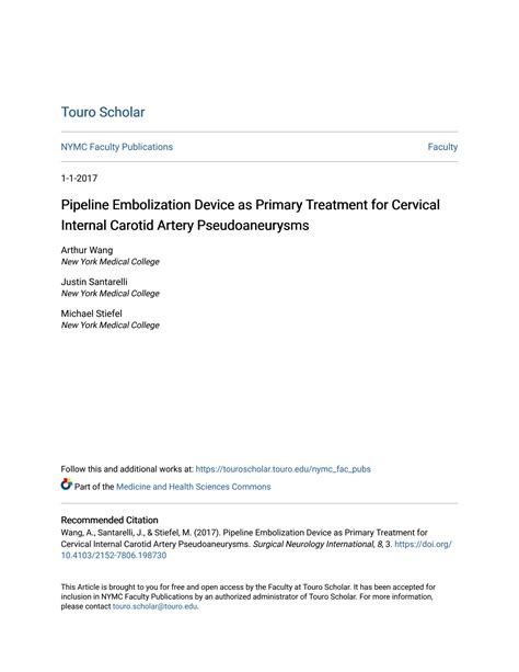 Solution Pipeline Embolization Device As Primary Treatment For