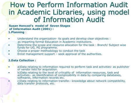 Ppt Need Of Information Audit For Effective Collection Building In Libraries With Special
