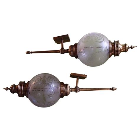 Frosted Glass Brass Vintage Cast Iron Arm Scones Wall Lights For Sale At 1stdibs